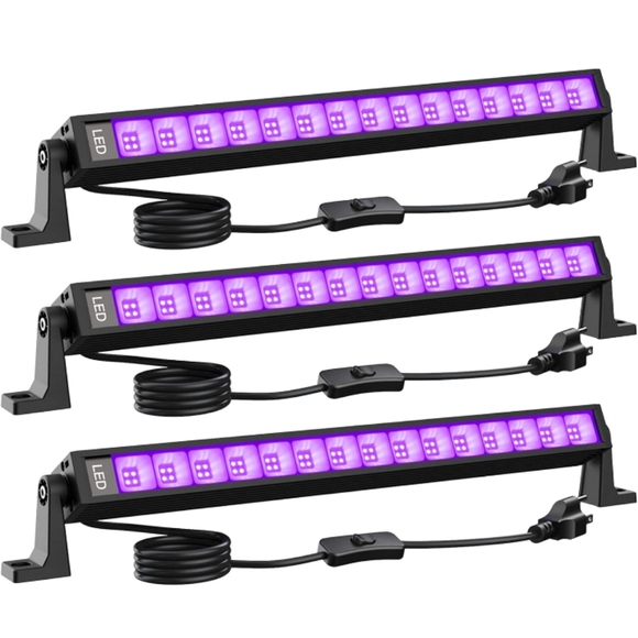 Wall Decor | 3 Pack 36w Led Blacklight Lamp Bar Strip Black Light ...